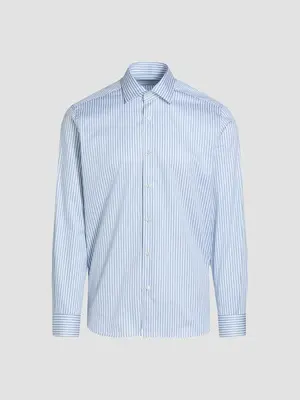 SAKS FIFTH AVENUE Striped Cotton Poplin Button-front Shirt - Blue