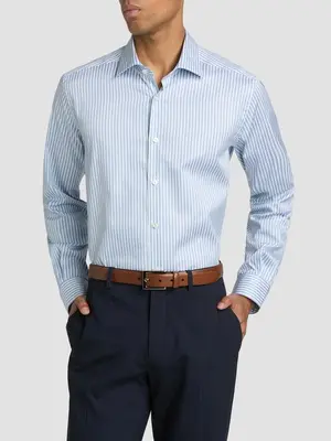 SAKS FIFTH AVENUE Striped Cotton Poplin Button-front Shirt - Blue