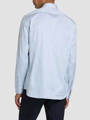 SAKS FIFTH AVENUE Striped Cotton Poplin Button-front Shirt - Blue