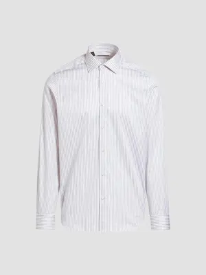 SAKS FIFTH AVENUE Striped Cotton Poplin Button-front Shirt - Grey