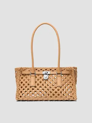 Michael Kors Hamilton Small Woven Tote Bag Peanut