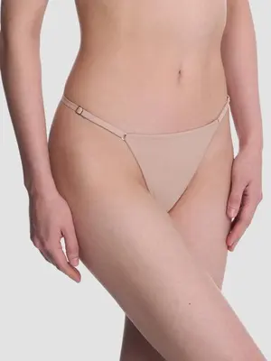 Natori Verge Adjustable String Thong - Cafe