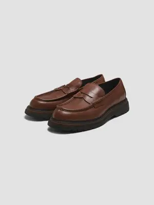POLLINI Leather Lug-sole Penny Loafers