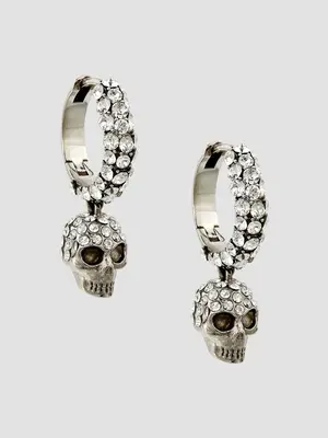 Alexander McQueen Goldtone Or Silvertone & Crystal Skull Drop Earrings - Black Multi