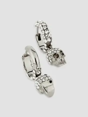 Alexander McQueen Goldtone Or Silvertone & Crystal Skull Drop Earrings - Black Multi