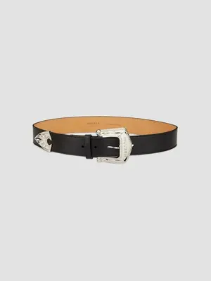 Alexander McQueen Arrow Leather Belt - Black Silver