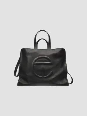 TELFAR Large Pebbled Leather Carry Bag - Black