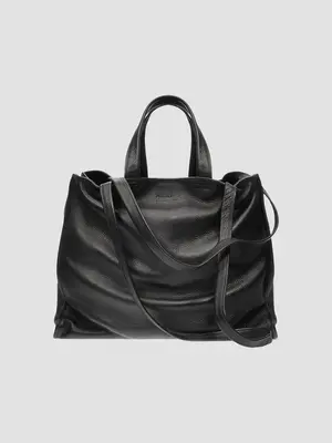 TELFAR Large Pebbled Leather Carry Bag - Black