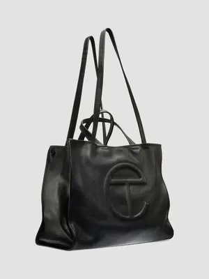 TELFAR Large Pebbled Leather Carry Bag - Black