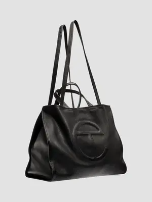 TELFAR Large Pebbled Leather Carry Bag - Black