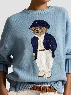 Polo Ralph Lauren Polo Bear Oversize Cotton Sweater - Blue Note