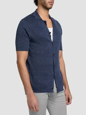 SAKS FIFTH AVENUE Heathered Linen Camp Shirt