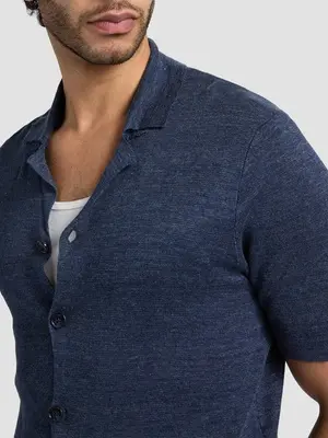 SAKS FIFTH AVENUE Heathered Linen Camp Shirt