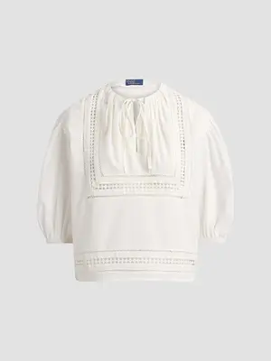 Polo Ralph Lauren Lace-trim Cotton Shirt - White