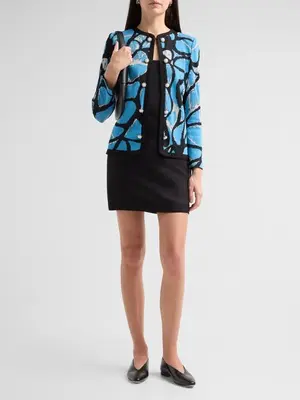 Ming Wang Abstract Jacquard Suede Knit Jacket