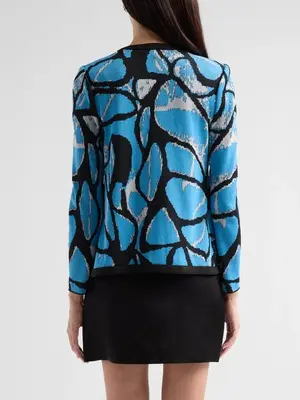 Ming Wang Abstract Jacquard Suede Knit Jacket