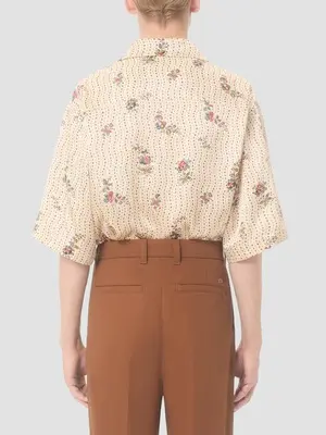 Valentino Garavani Silk Bowling Shirt With Papier Floral Print