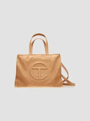 TELFAR Medium Carry Logo Leather Bag - Desert