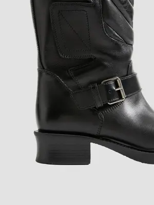 Valentino Garavani Rayons 40mm Biker Boots In Calfskin And Nappa Leather With Chevron Pattern
