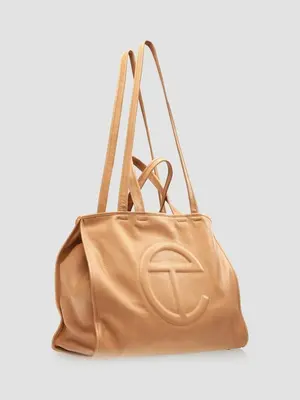 TELFAR Large Carry Logo Leather Bag - Desert