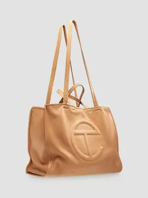 TELFAR Large Carry Logo Leather Bag - Desert