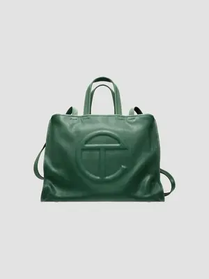 TELFAR Large Carry Logo Leather Bag - Forest