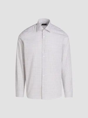 SAKS FIFTH AVENUE Mini-check Poplin Button-front Shirt - Grey