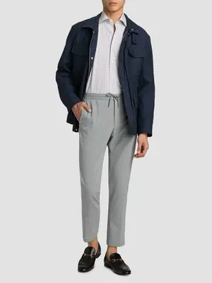 SAKS FIFTH AVENUE Mini-check Poplin Button-front Shirt