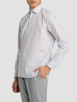 SAKS FIFTH AVENUE Mini-check Poplin Button-front Shirt