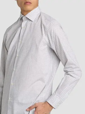 SAKS FIFTH AVENUE Mini-check Poplin Button-front Shirt
