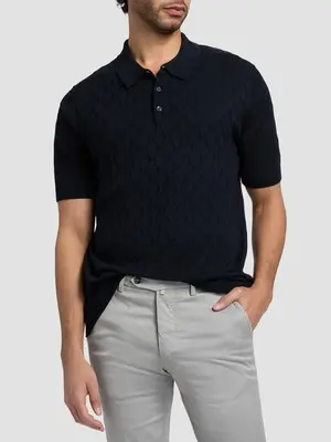 SAKS FIFTH AVENUE Geometric Cotton Polo Shirt