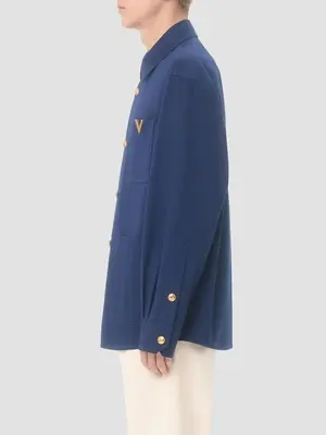 Valentino Garavani Gabardine Shirt Jacket With Vgold
