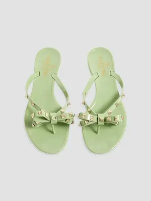 Valentino Garavani Rockstud Rubber Slippers - Mint