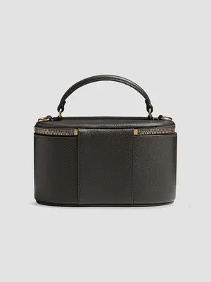 Valentino Garavani Vlogo Signature Mini Vanity Bag In Grainy Calfskin - Black