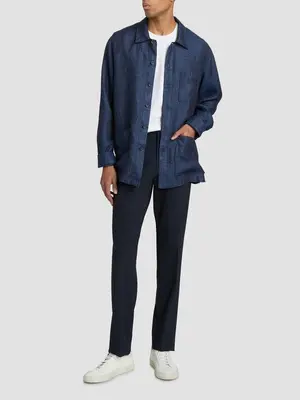 SAKS FIFTH AVENUE Linen Patch Pocket Overshirt