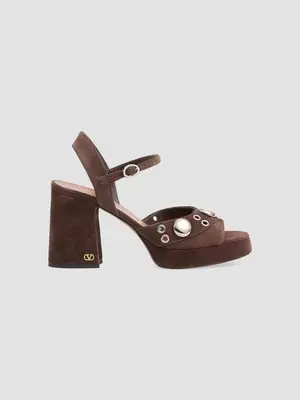 Valentino Garavani Nellcote 90mm Platform Sandals In Split Leather - Brown
