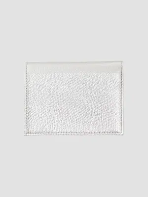 Valentino Garavani Vlogo Signature Laminated Grainy Calfskin Wallet - Silver