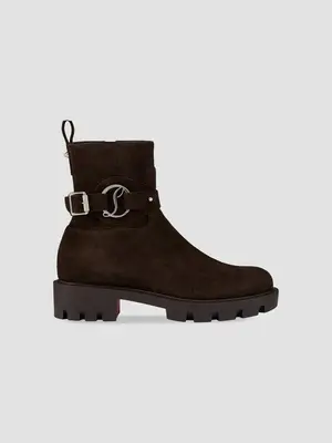 CHRISTIAN LOUBOUTIN Dianouchette Lug Booties - Cafe