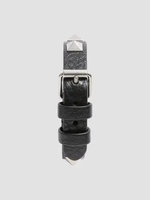 Valentino Garavani Rockstud Leather Bracelet With Ruthenium Studs