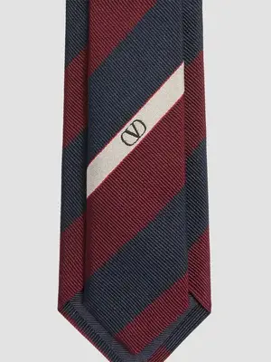 Valentino Garavani Valentie Jacquard Regital Silk Tie - Blue Maroon