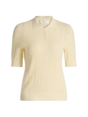 LISA YANG Cristine Pointelle-knit Cotton-cashmere Polo Sweater - Limone