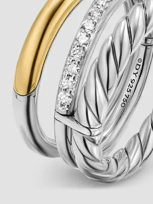 David Yurman Dy Mercer Three Row Ring In Sterling Silver