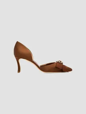 Manolo Blahnik Apidosa Embellished D'orsay Pumps - Medium Brown