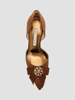 Manolo Blahnik Apidosa Embellished D'orsay Pumps - Medium Brown