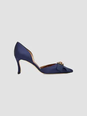 Manolo Blahnik Apidosa Embellished D'orsay Pumps - Navy
