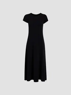 Another Tomorrow Fitted Tee Dress - Black