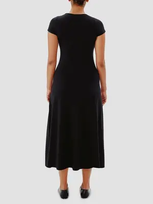 Another Tomorrow Fitted Tee Dress - Black