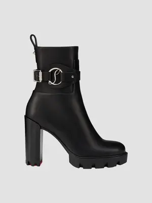CHRISTIAN LOUBOUTIN Dianouchette 100mm Leather Lug Booties - Black