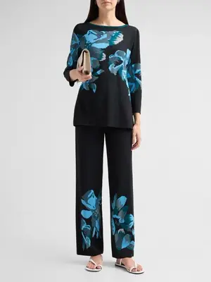 Ming Wang Floral Jacquard Tunic Top