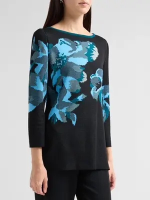 Ming Wang Floral Jacquard Tunic Top